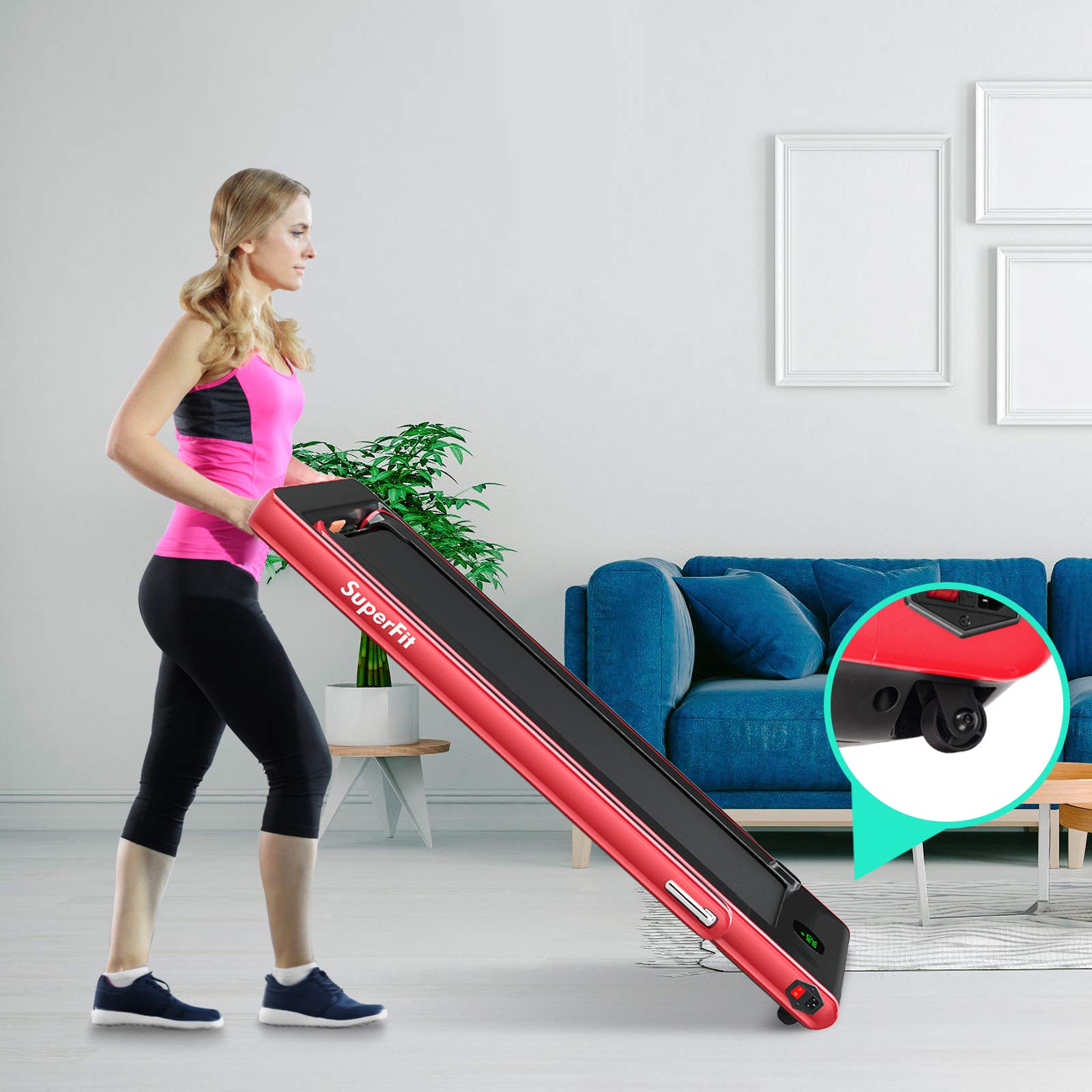 GYMAX Walking Pad, 2.25HP Foldable Treadmill with LED Display, Remote & Smart App Control, 2 in 1 Under Desk Treadmill, Portable Compact Folding Treadmill for Small Space/Home/Office