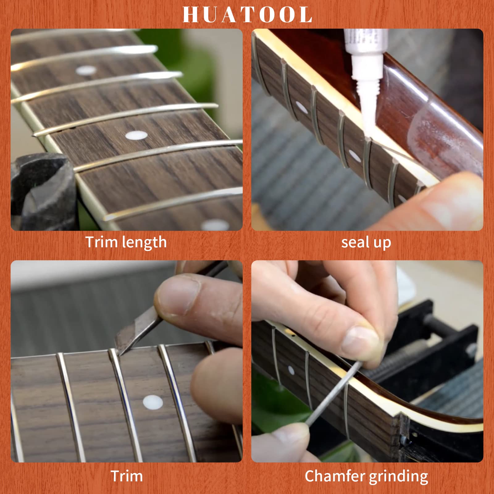 HUATOOL Guitar Fret Wires Nickel Silver 2.0MM Corner Cutting Fret Wire Set Guitar Fingerboard Guitar Parts Accessory Replacement, for Acoustic Guitar, 21pcs