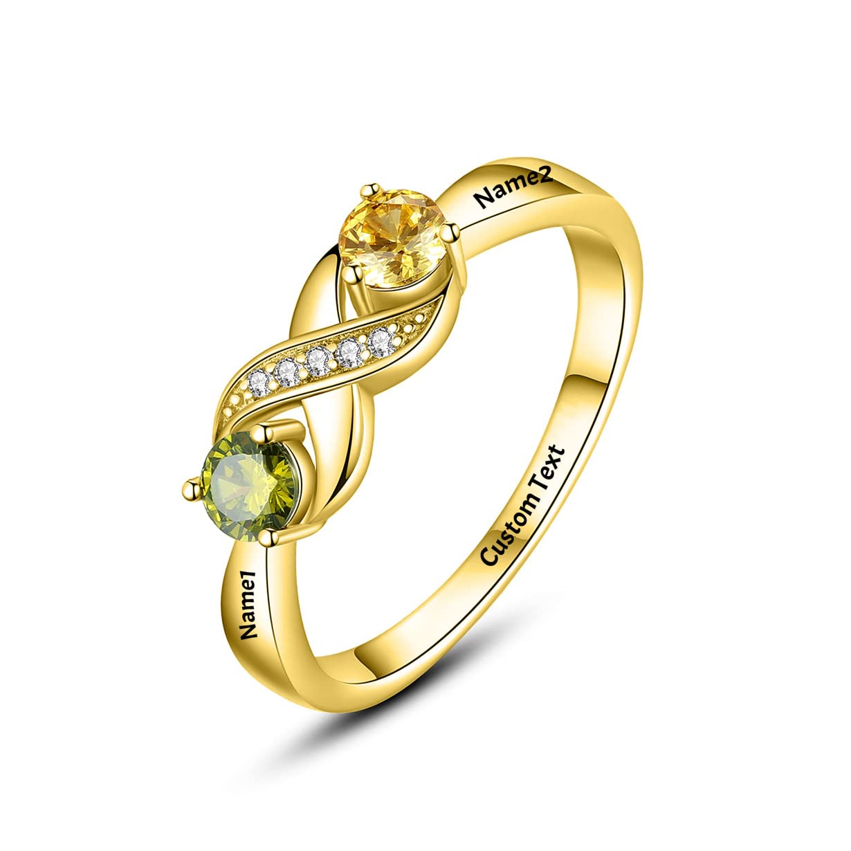 Heywords Infinity Ring Promise Rings with 2 birthstones for Women Love Couples Him Her Best