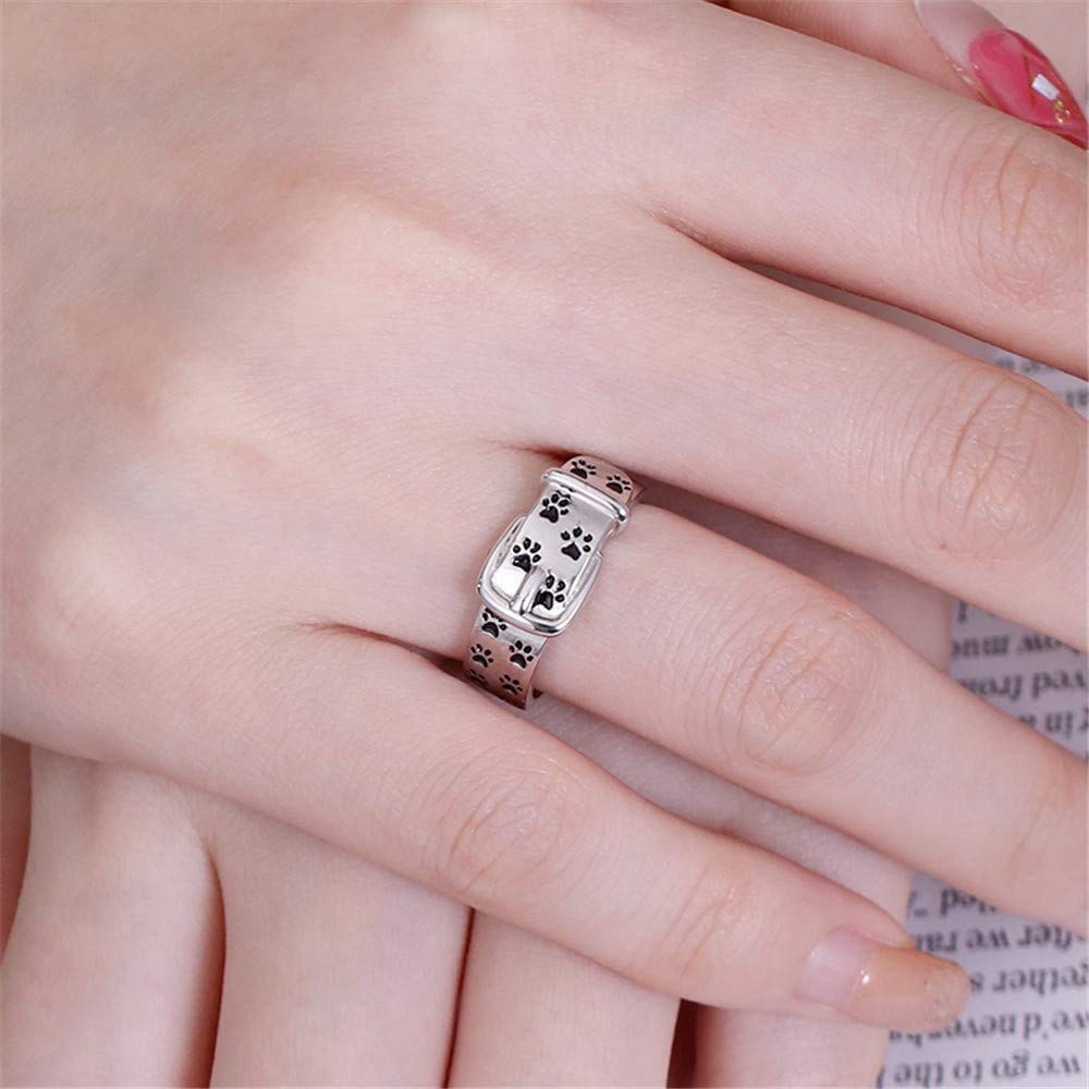 Getname Necklace Dog Cat Paw Print Ring Personalized Engraving - Sterling Silver Custom Name Pet Lover Jewelry Gift for Teens Women Men
