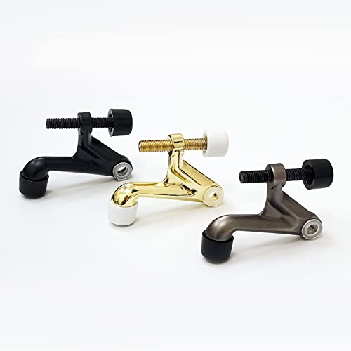 Greatim 4 Pack Hinge Pin Door Stopper,Adjustable Heavy Duty Door Stopper with Rubber Bumper Tips (Polished Brass)