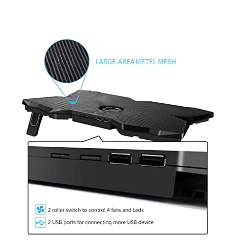 GXLMHL Laptop Cooler Cooling Pad Gaming Cooler Bracket with Four Fans and 2 USB for 14-17" Laptops (Color : E, Size : 40 * 24 * 6.5cm)