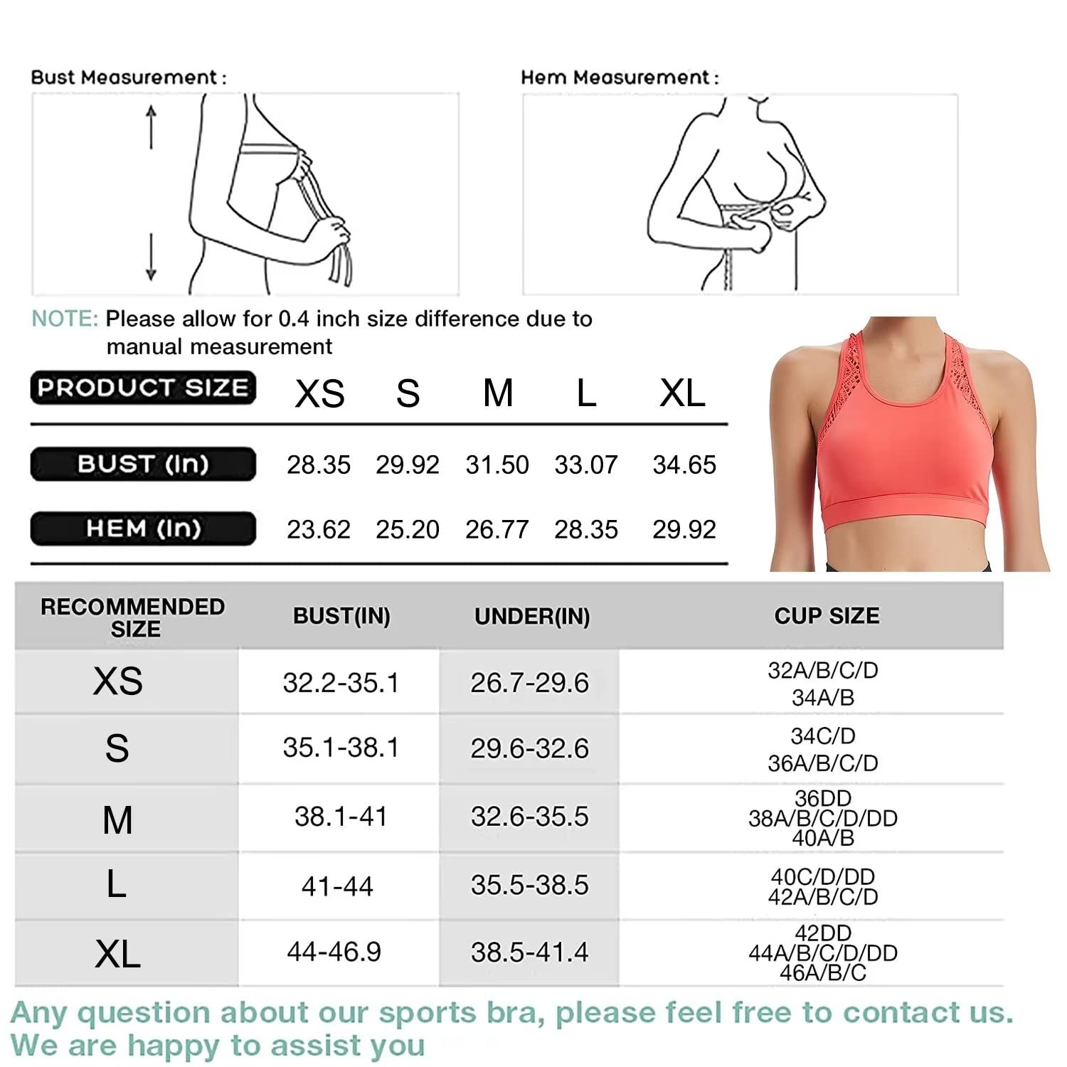 GruDawu Sports Bras for Women High Impact Medium Support Padded Seamless Comfortable Yoga Bra with Removable Cups MG002-Red-XL
