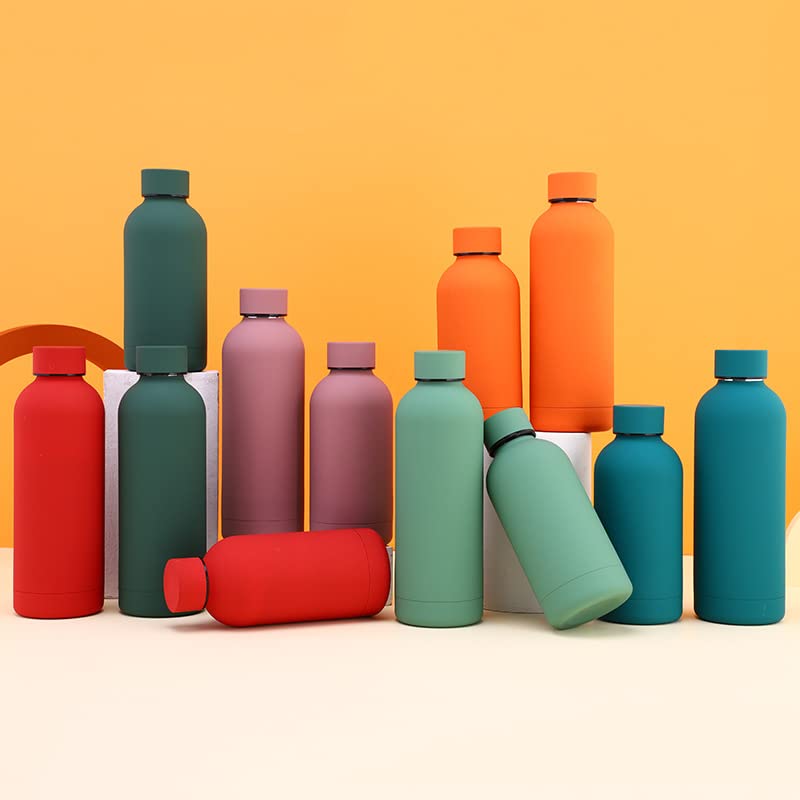 Gteller Double Wall 18/8 Stainless Steel Narrow Mouth Vacuum Flask, Thermal Sports Water Bottle keeping warm and cold (500ml, Dark Green)