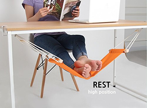 Home-Organizer Tech Portable Adjustable Foot Hammock for Corner Desk Office Foot Rest Mini Under Desk Foot Rest Hammock for Home, Office, Airplane, Travel, Study and Relaxing (Dark Blue)