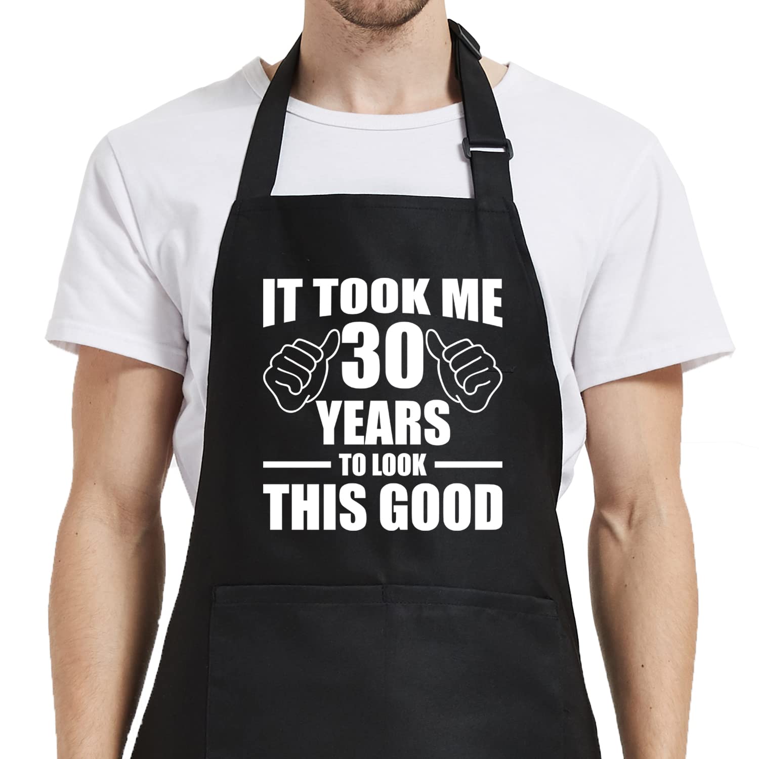 Gvlrbut 30th Birthday Decorations for Him, BBQ Aprons for Men with Pockets, Chef Grilling Cooking Apron for Women, 30th Birthday Gifts for Men Husband Dad Friends, One Size