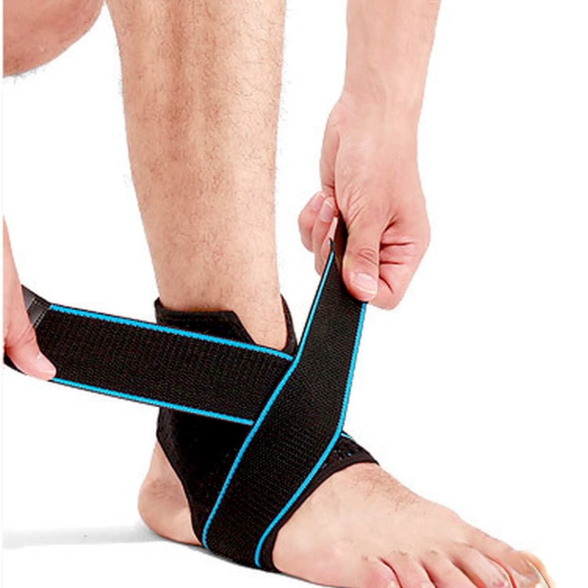 HMQCI Ankle Brace for Women & Men Breathable Comfortable Adjustable Ankle Wrap,Ankle Support for Running,Basketball,Joint Pain Relief, Injury Recovery (Blue,1 Count)