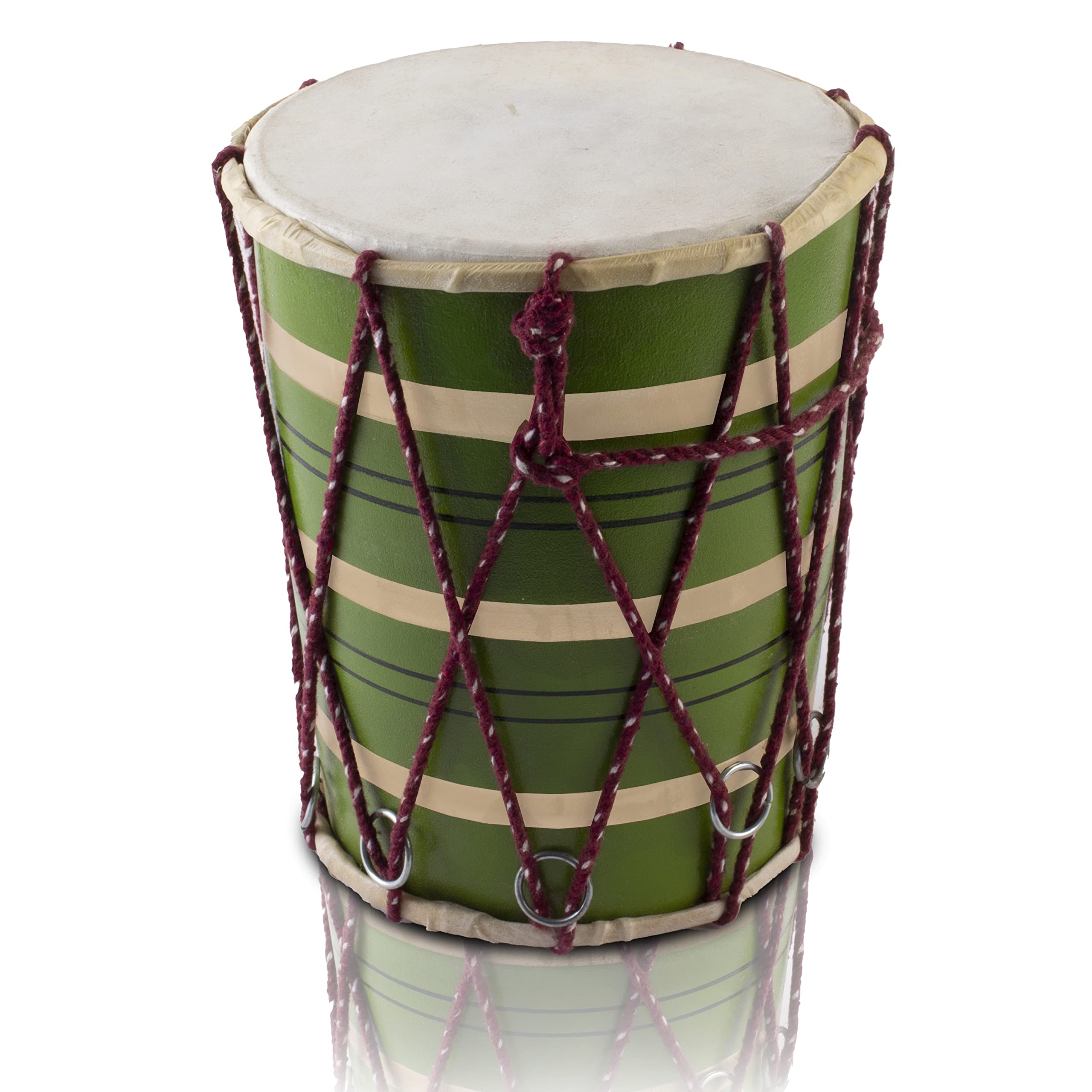 Handmade Wooden & Leather Classical Indian Folk Tabla Drum Set Hand Percussion Drums World Musical Instruments Punjabi Dhol Dholak Dholki 8 x 6 Inches Fun Birthday Housewarming Gift Ideas