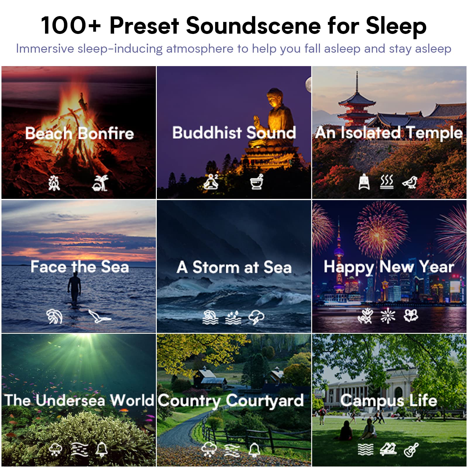 Hotmoon White Noise Machine Smart Sleep Sound Machine 200 Non Looping Sounds Portable Adjustable Brightness Soothing Therapy Bluetooth Timer APP Memory Function for Adults Kids Baby