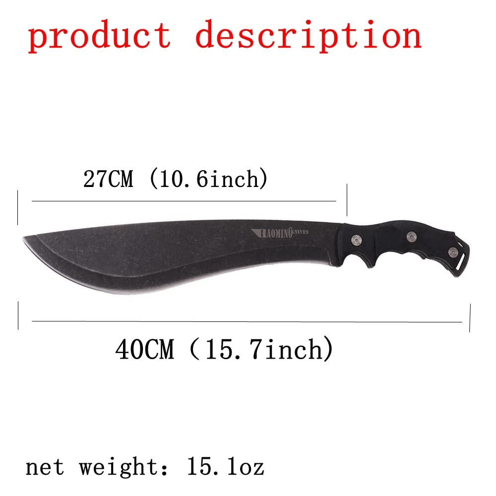 HAOMING Full Tang Recurve Tactical Bowie with Sheath Hunting Knife for Outdoor tool