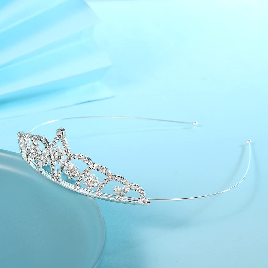 Gortin Crystal Tiara Crown Silver Princess Crown for Birthday Rhinestones Headbands Bride Wedding Headpieces