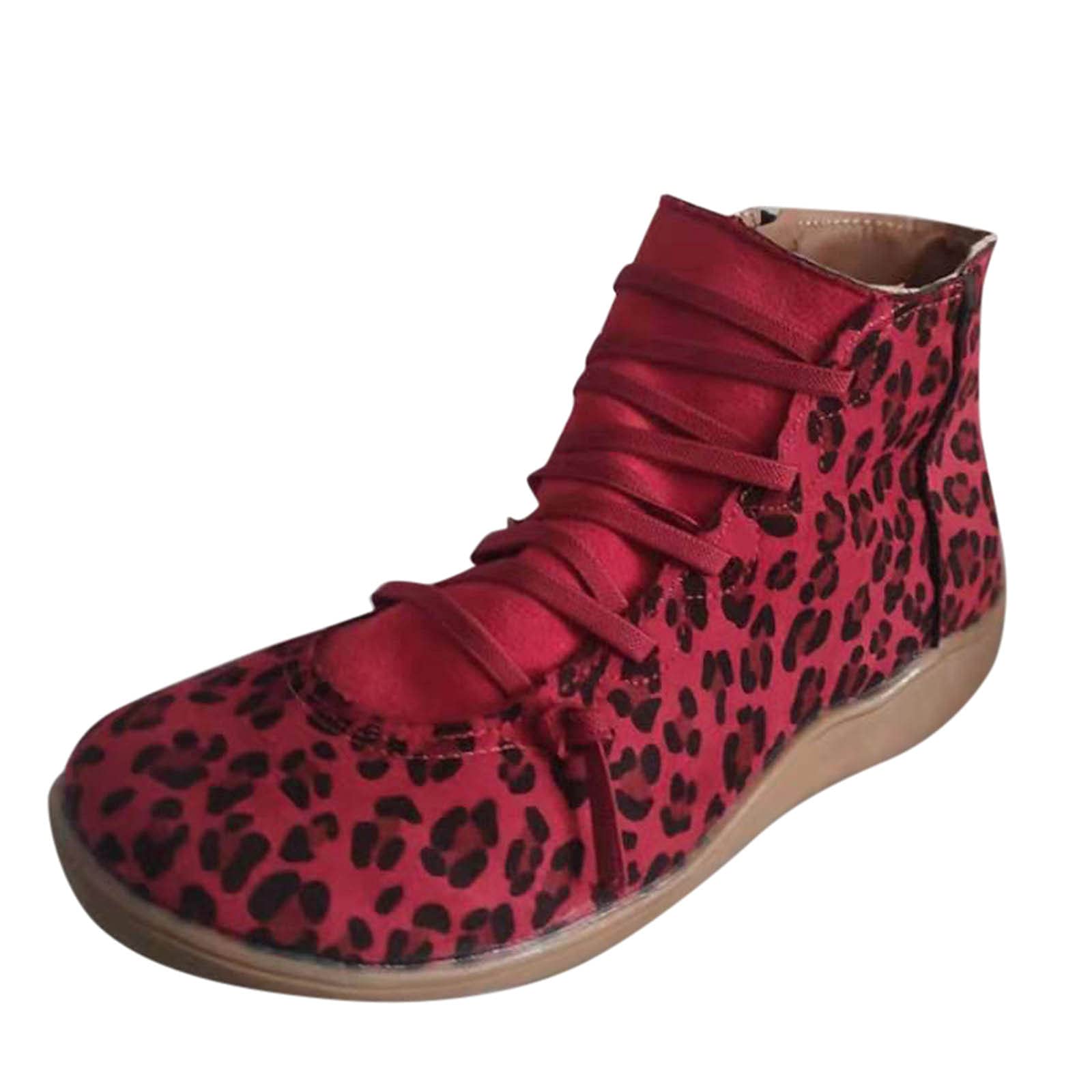 Gyouanime Womens Pointed Toe Ankle Booties Comfortable Chelseas Boots Shoes 2 Zipper Boots for Women with Heel Size 11 Red