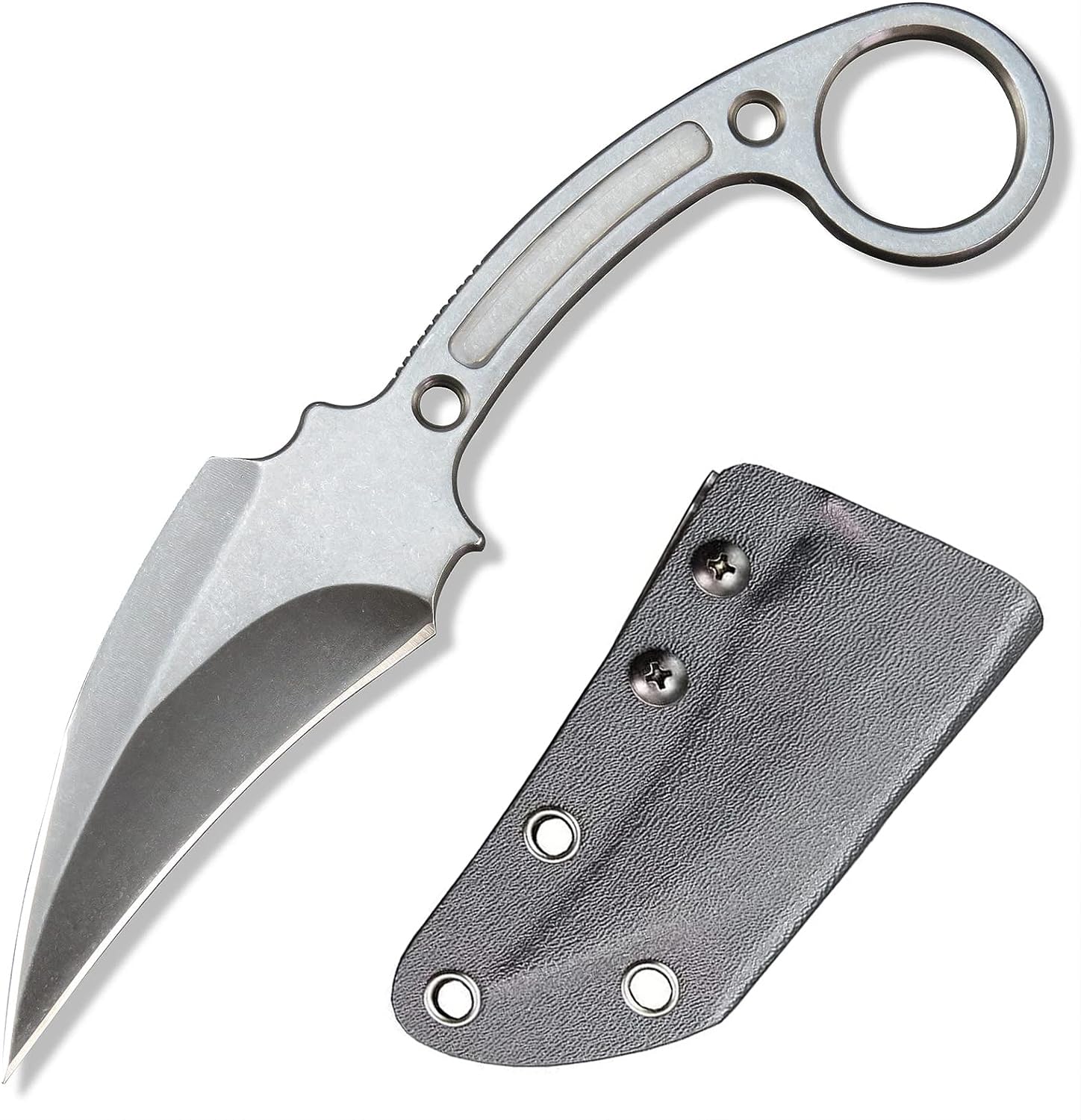 Gtkii Gtk149 Fixed Blade Knife,EDC Tool Knife for Outdoor Camping Hunting Fishing with Kydex Sheath(Black)