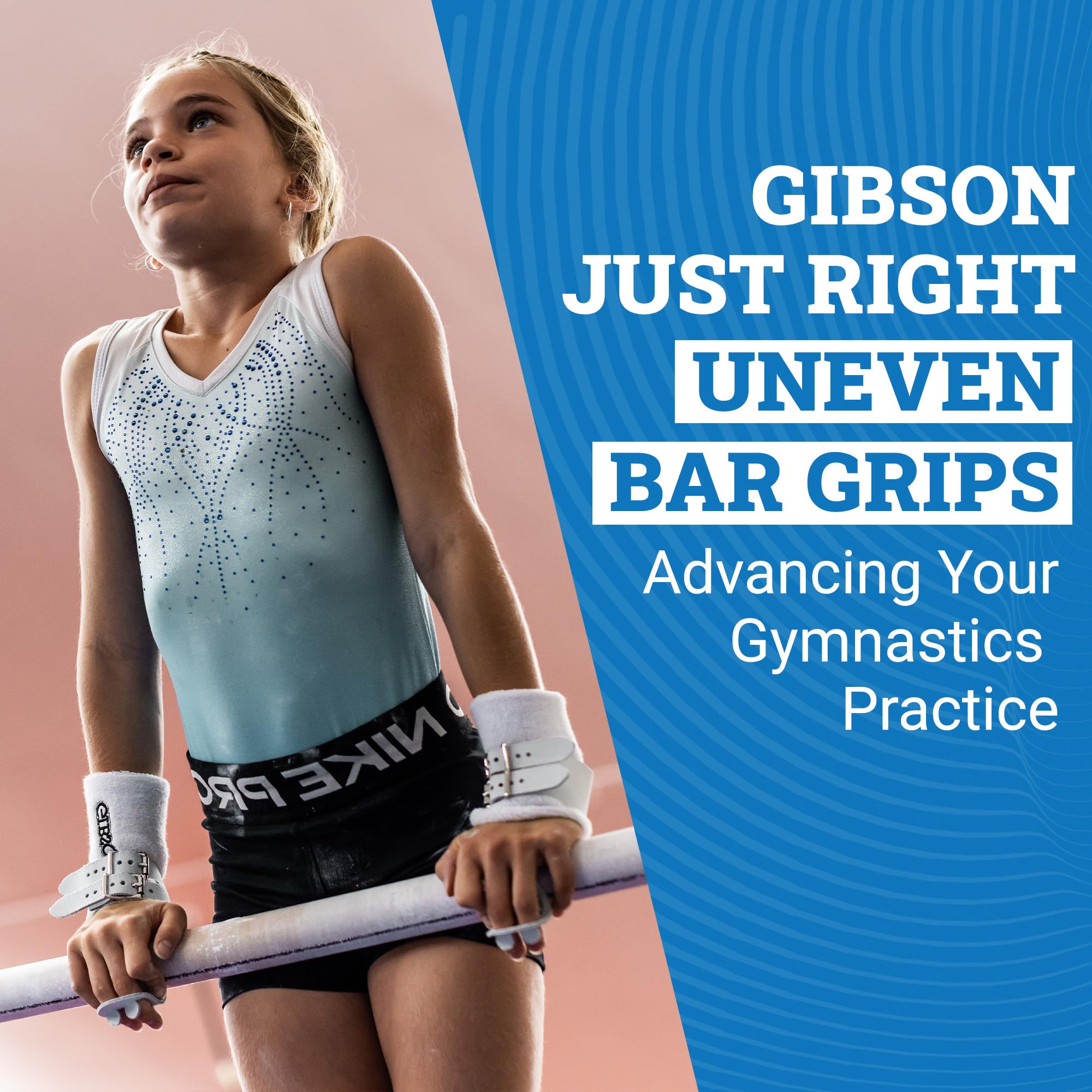 Gibson Athletic Girls Double Buckle Just Right Uneven Bar Grips, Gymnastics, Girls, White, Medium