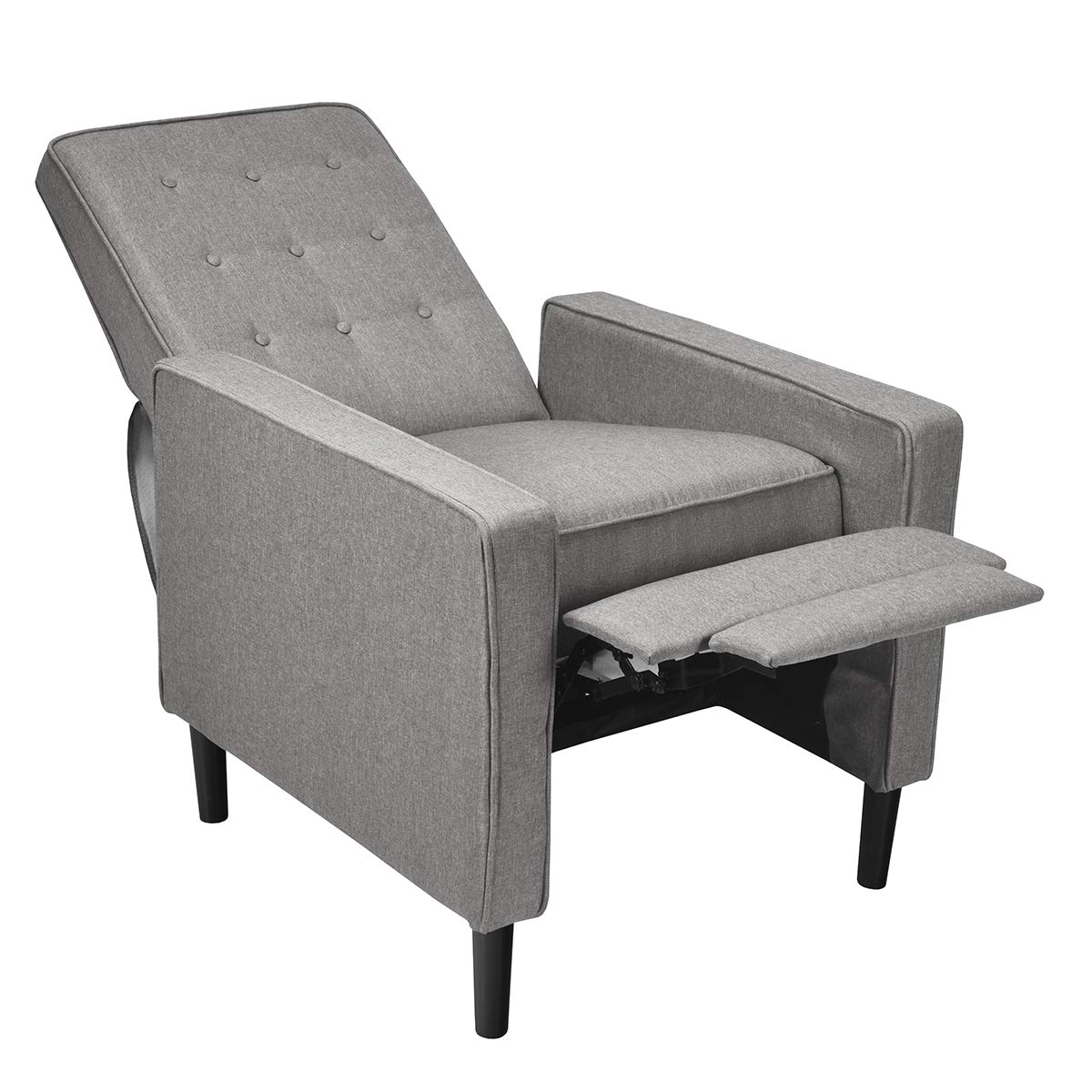 Giantex Set of 2 Push Back Recliner Chair, Modern Fabric Recliner w/Button-Tufted Back, Accent Arm Chair for Living Room, Bedroom, Home Office (Grey)