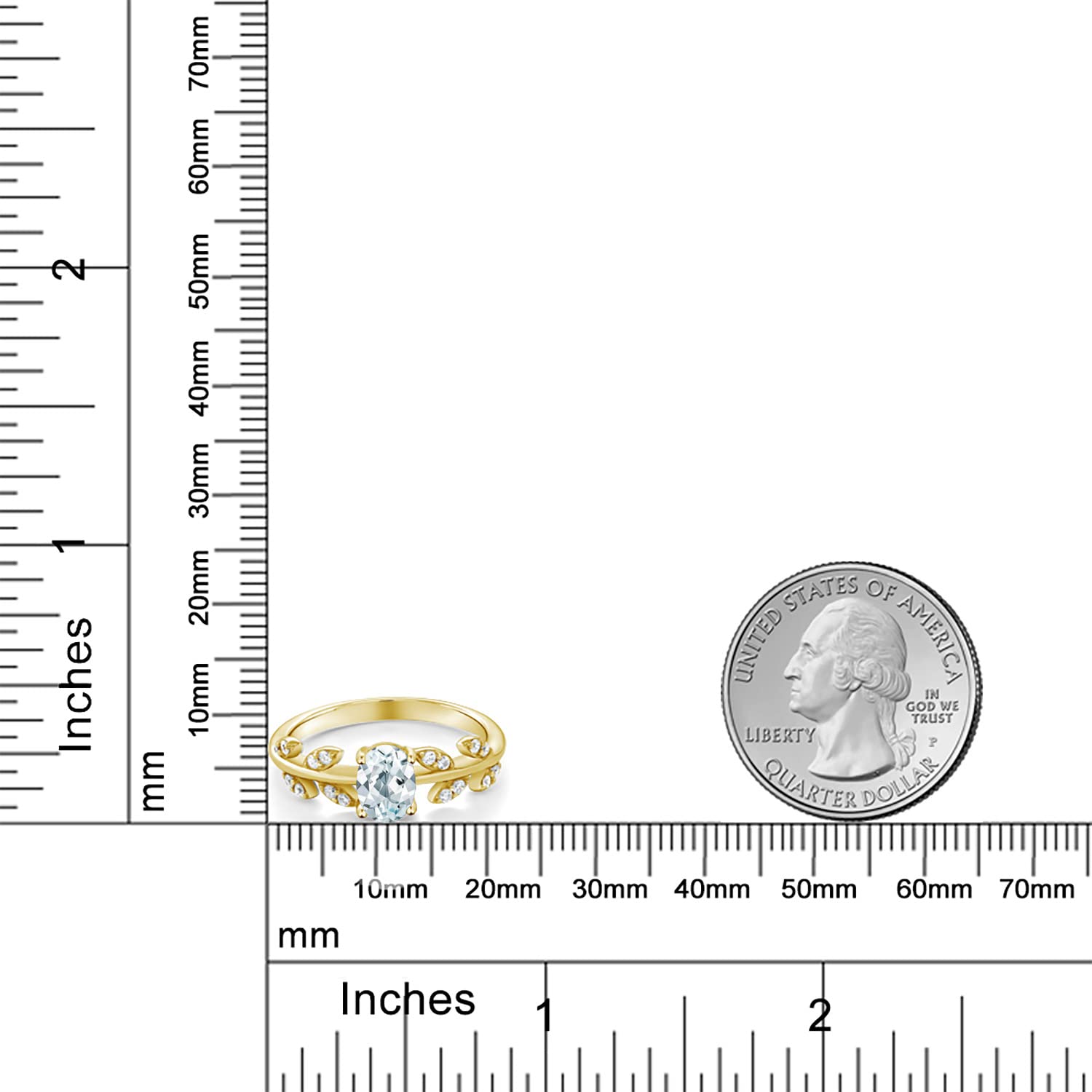 Gem Stone King 18K Yellow Gold Plated Silver 7X5MM Oval Gemstone Birthstone Twisted Olive Branch Leaf Vine Band Wedding Ring For Women | Available In Size 5, 6, 7, 8, 9