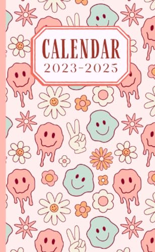 Groovy Pink Smiley Face Pocket Calendar 2023-2025 for Purse: Small Size Monthly Pocket Planner for Purse - From September 2023 to December 2025 - ... - Important Dates / Password Keeper / Notes
