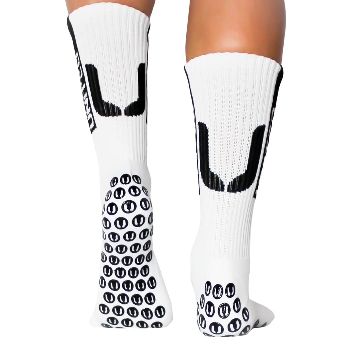 Grips United Men’s Non-Slip Athletic Socks – Best For Soccer (White – Small)