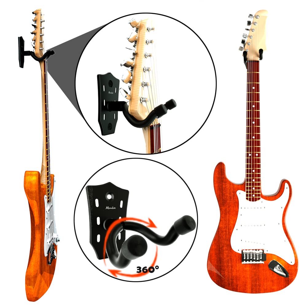 Guitar Wall Mount 2-Pack, Guitar Hanger Guitar Head Shaped, Sturdy Metal Guitar Holder for Wall, Guitar Wall Hanger Stand for Using Acoustic & Electric Guitar Ukulele Mandolin at Home and Studio (2)