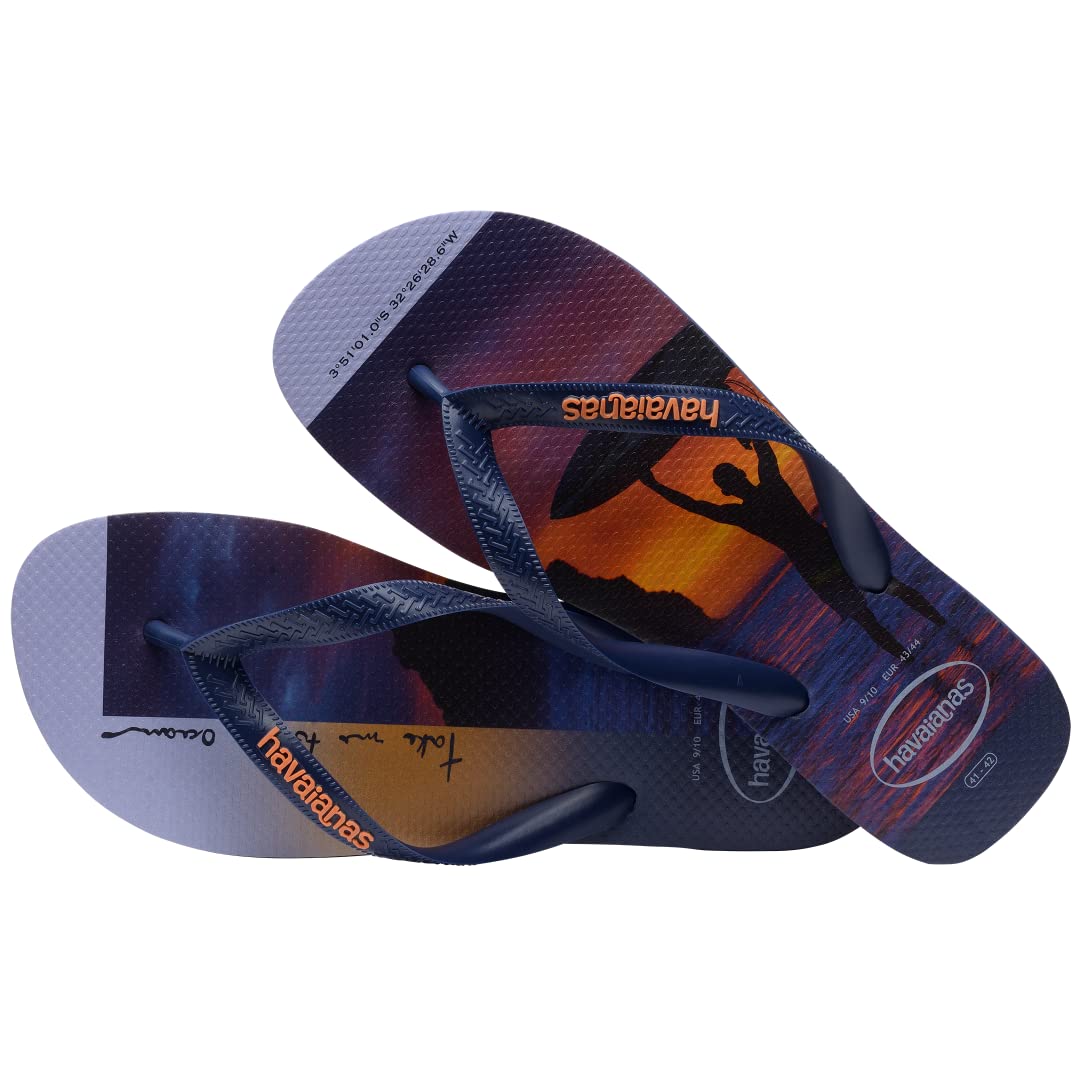 Havaianas Men's Hype Flip Flop Sandal, Navy Blue/Navy Blue/Begonia Orange, 13