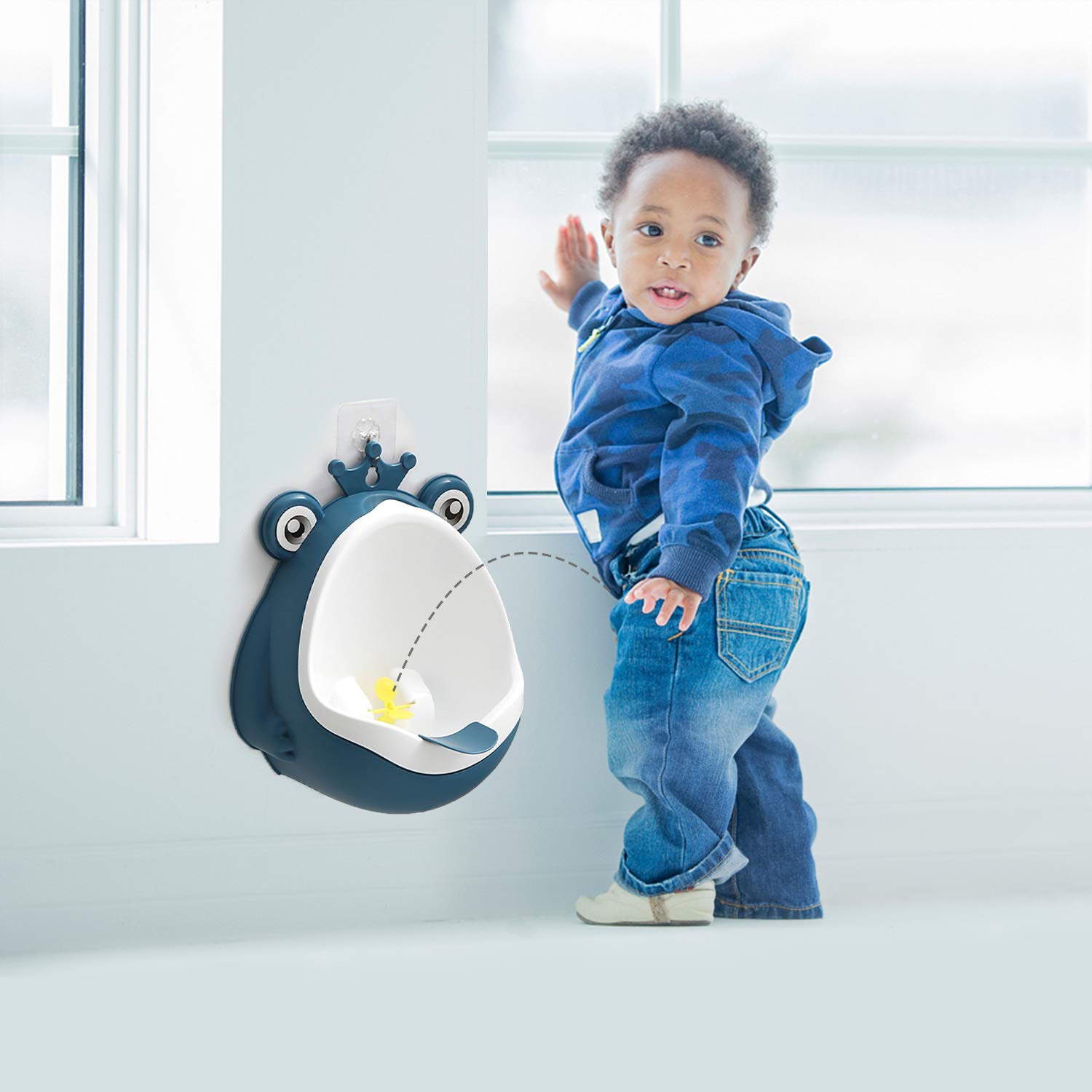 Hallo Potty Training Urinal Boy Urinal Kids Toddler Pee Trainer Bathroom Funny Baby Training Potties(DEEP Blue)