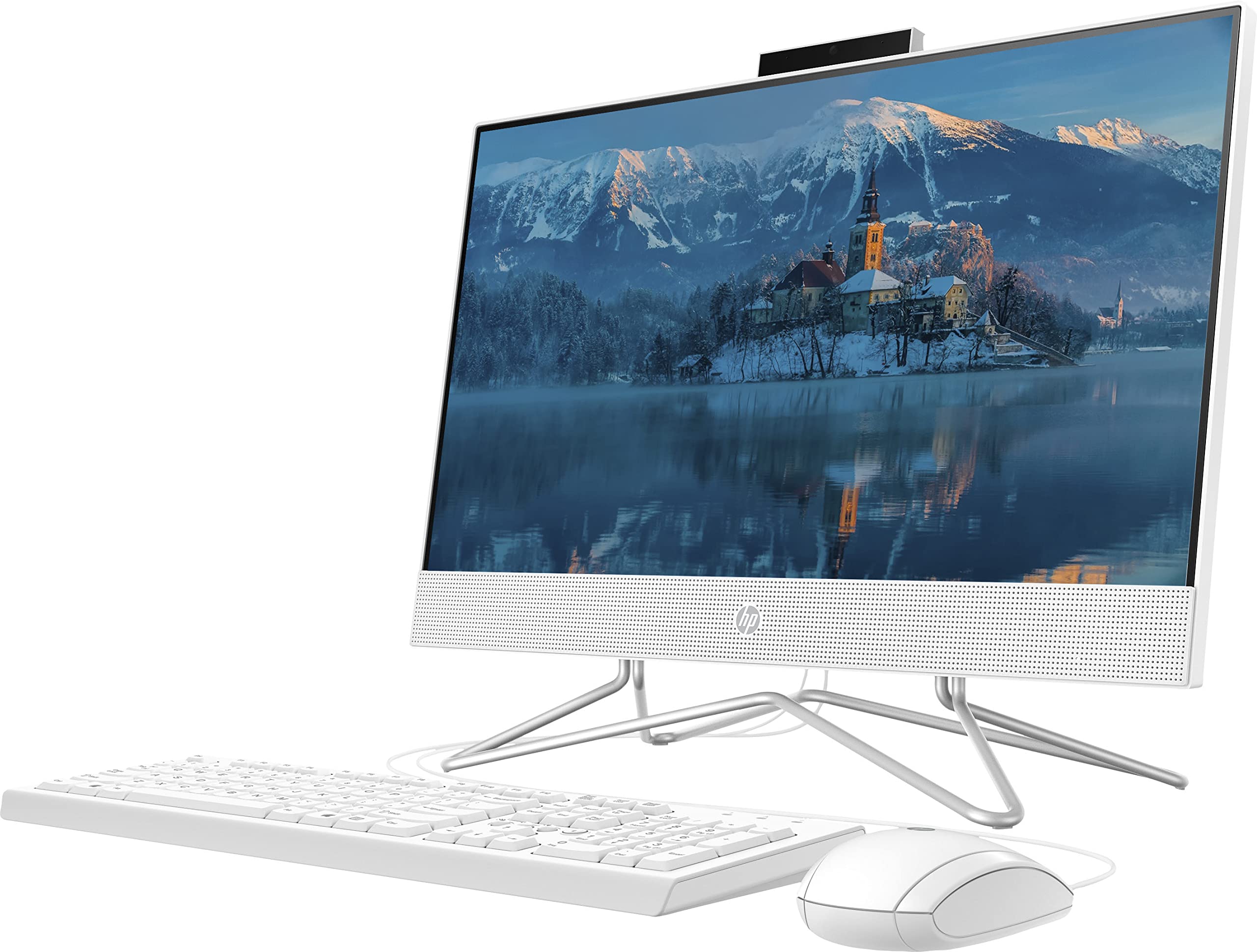 HP All-in-One Desktop, 21.5" FHD Display, Intel Celeron J4025 Processor, 32GB DDR4 RAM, 1TB PCIe SSD, Webcam, Wi-Fi, HDMI, RJ-45, Wired Keyboard&Mouse, Windows 11 Home, White