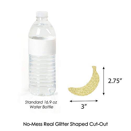 Gold Glitter Banana Party Straws - No-Mess Real Gold Glitter Cut-Outs and Decorative Tropical Party Paper Straws - Set of 24