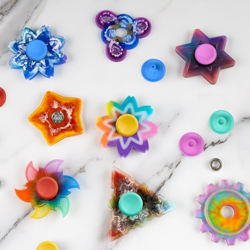 NiArt Fidget Spinner Toy DIY Bearing Set 20-Pack MR137 0.5" Single-Sealed Chrome Steel Bearing Replacement High Speed Epoxy Resin Casting Craft (4 Colors)