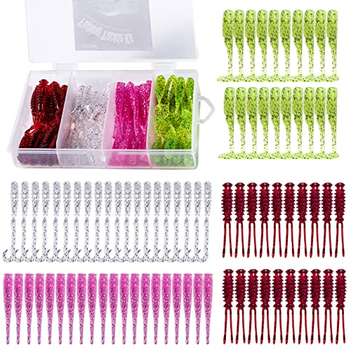 Goture 80PCS Crappies Lures Kit, 4 Types Crappie Lures Baits, Soft Plastic Fishing Lures for Crappie, Panfish, Bluegill, Trout
