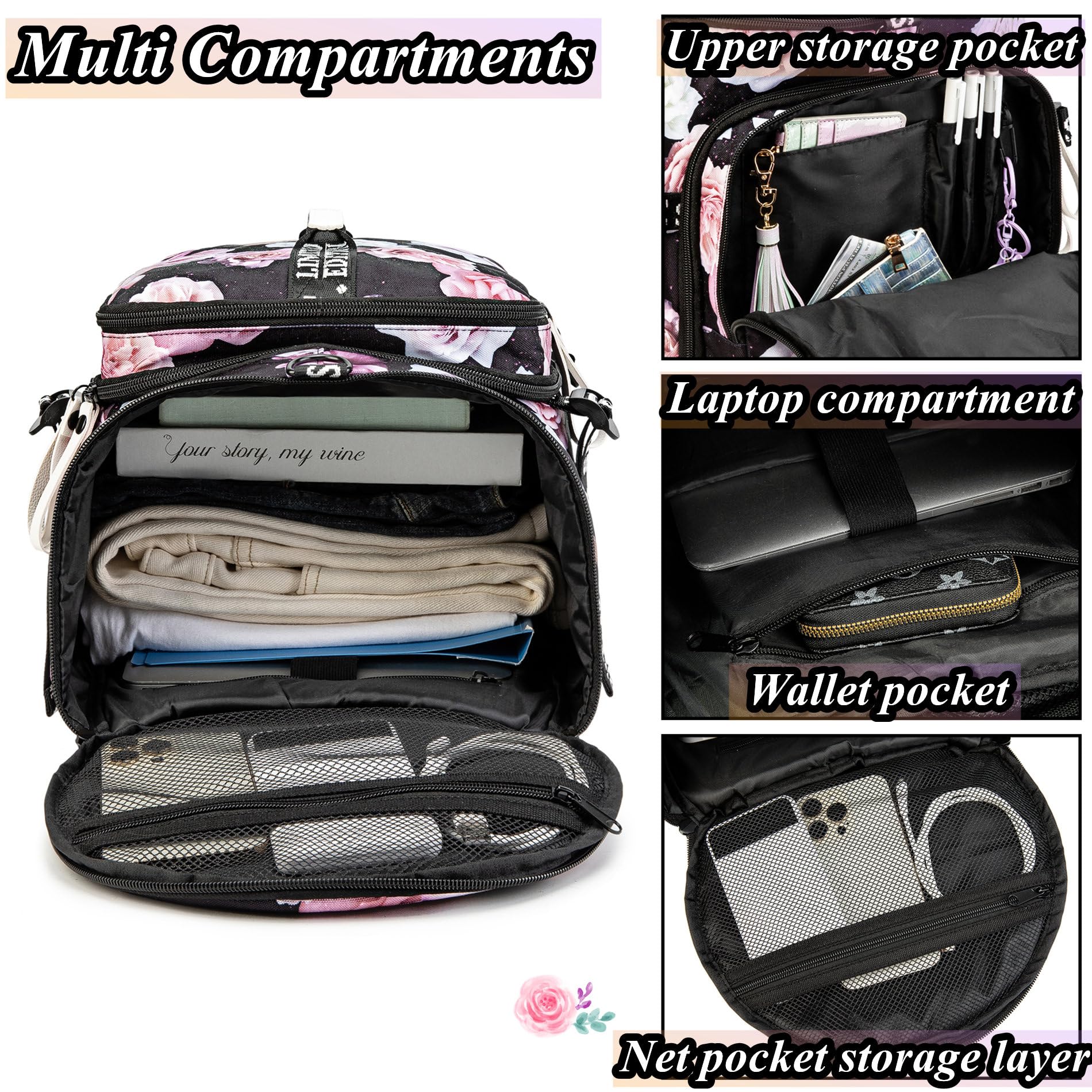 Gym Duffle Bag Backpack with Shoe Compartment,4 ways Travel Backpack for Women and Men,Multi-Functional Weekender Backpack with Waterproof Layer&Laptop Compartment for Fitness, Travel,Camping(Black')