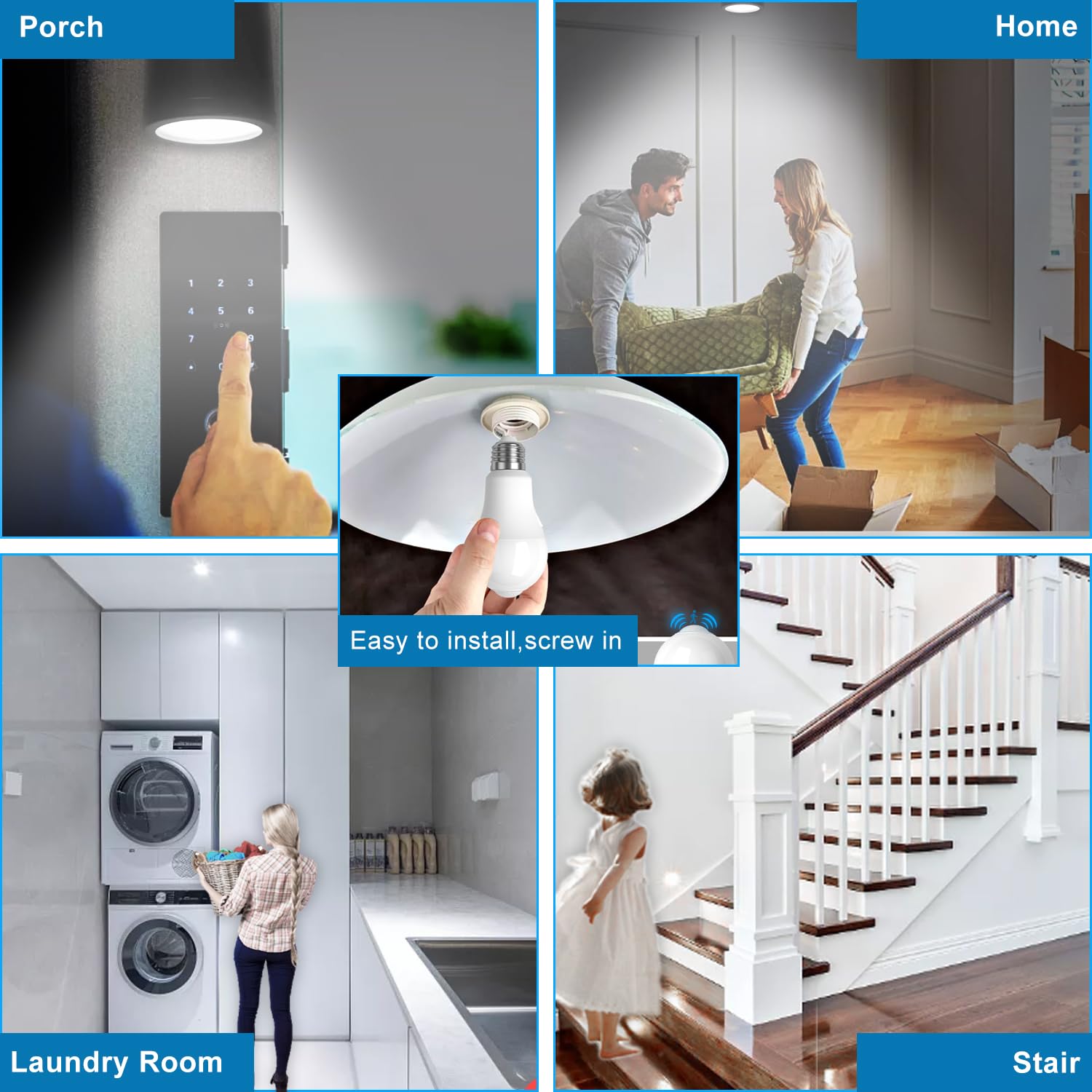 lanyue Motion Sensor Light Bulb,Motion Activated Light Bulb,Motion Bulb Indoor,Motion Detector Light,Dusk to Dawn Security Light Bul