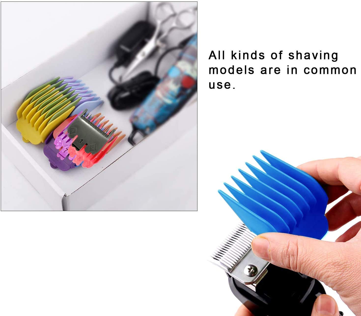 Guide Combs, HOMEKNOBS Hair Clipper Combs Guides Attachment Replacement Guards Set,8 Cutting Lengths from 1/8"to 1"(3-25mm) Fits for Most Full Size Hair Clippers/Trimmers