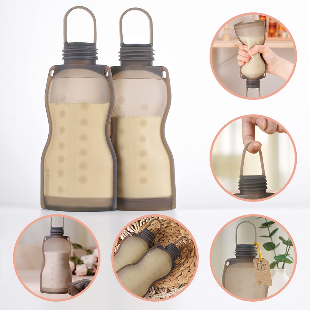 haakaa Silicone Milk Storage Bag Breastmilk Storage Bags Breast Milk Storing Bags, 9oz/260ml, 5 PK