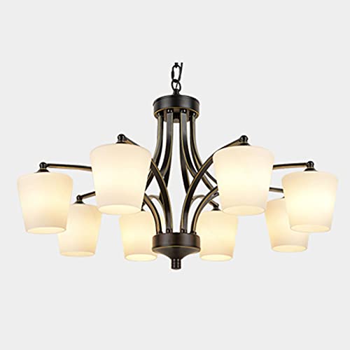 Guugoo Ceiling Hanging Light, Luxury Iron Pendant Light Modern Large Ceiling Lamp 8 (Color : Black Gold, Size : 8)