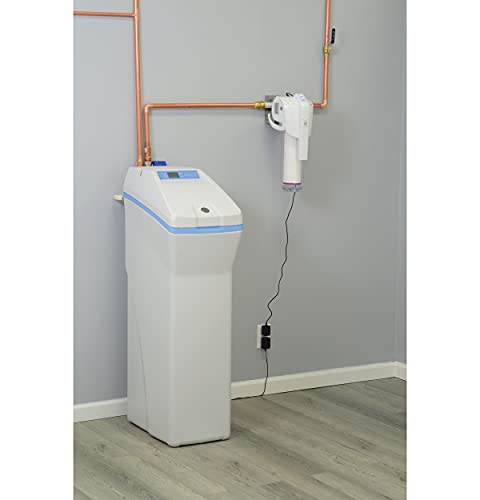 GE Smart Water Softener System with Leak Detect | 40,000 Grain | Reduce Hard Mineral Levels at Water Source | Wifi Connectivity | Improve Water Quality for Drinking, Laundry, Dishwashing | GXSHC40N