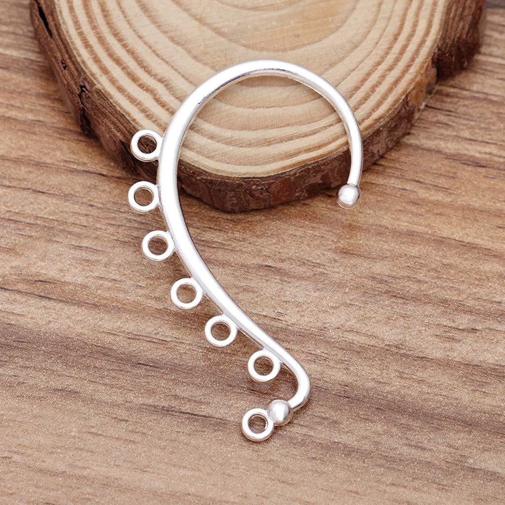 Generic 20Pcs DIY Ear Cuff Wrap Long Chain Tassel Drop Earrings Ear Crawler DIY Earrings Silver