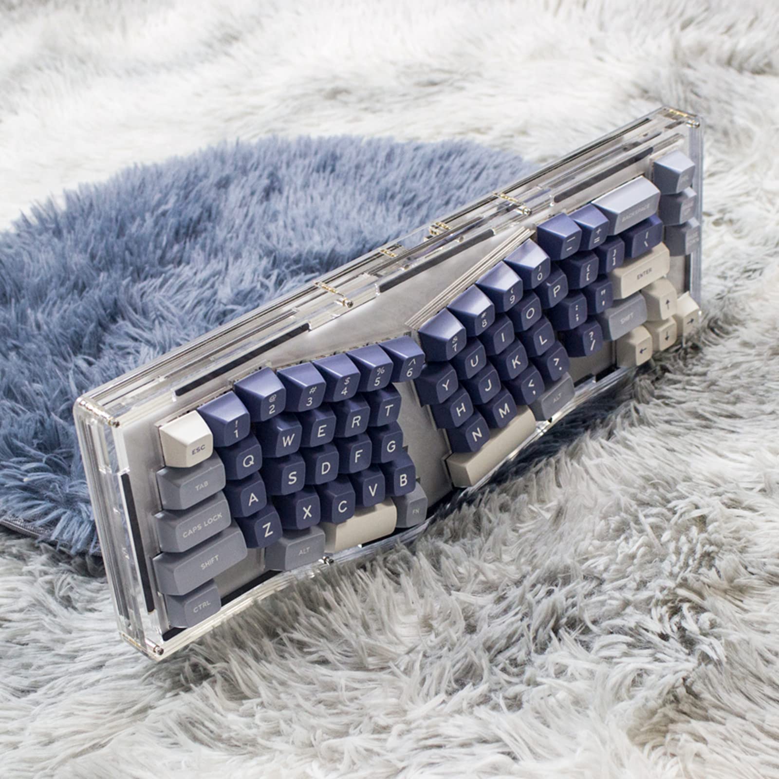 Hyekit Custom Gaming Keyboard - Alice Layout 66 Keys - Support QMK/Via - Gasket Structure - USB C Wired Mechanical Keyboard Kit - RGB Hot Swappable Switches & Keycaps - Acrylic Shell - Transparent