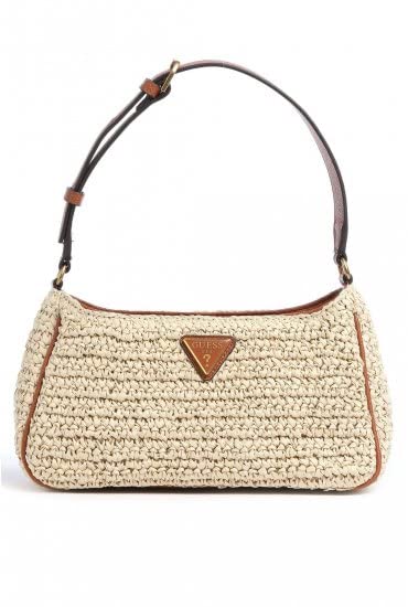 GUESS Womens Little Bay Shoulder Bag, Natural/Cognac, One Size US