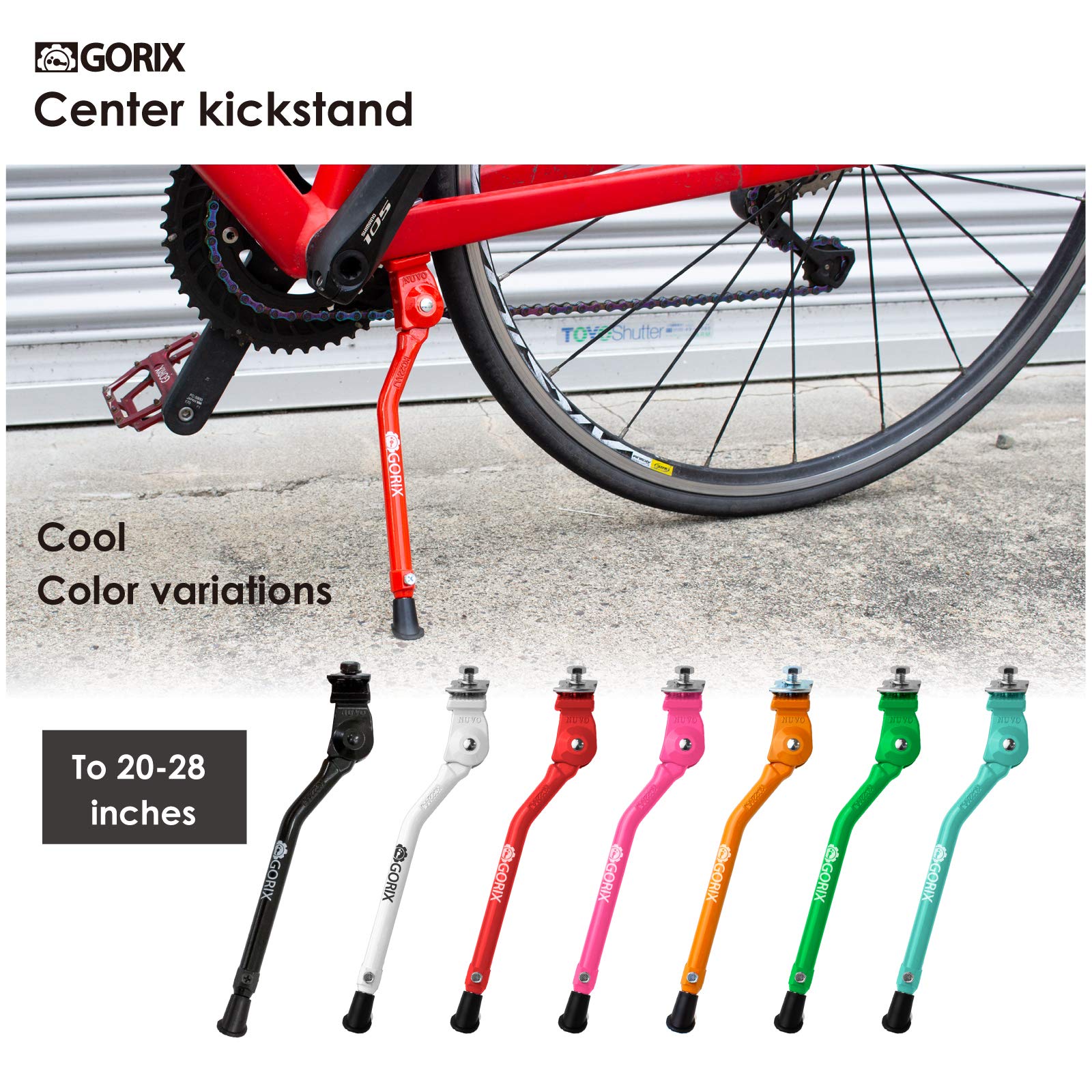 GORIX Bike Kickstand Side Road Mountain Bicycle Adjustable Portable (GX-KC22AAJ-Z(Global Edition)) (Pink)