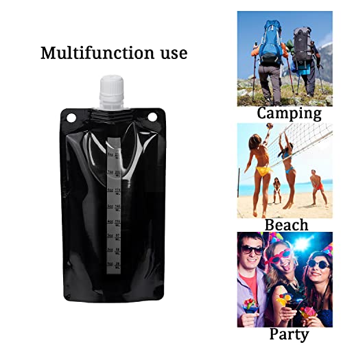 Hillside-Kit Plastic Flasks Concealable and Reusable Cruise Drink Bags with Funnel 8OZ Leak-Proof Flasks for Travel Outdoor (Black-4pcs 8OZ)