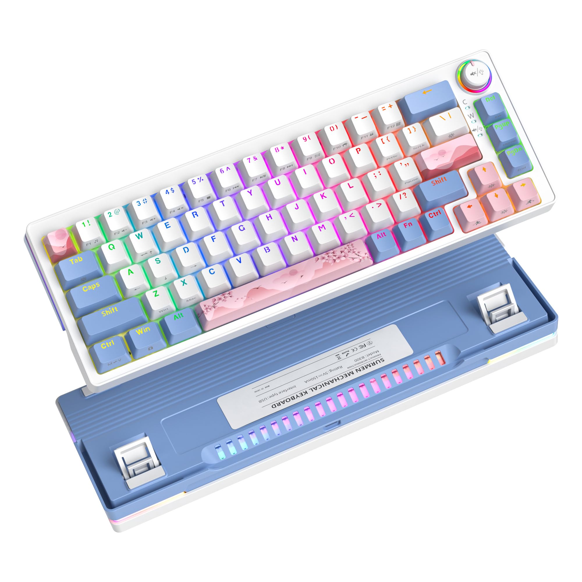 Guffercty kred Sk84 75 Percent Wired Gaming Mechanical Keyboard Hot-Swappable with Gateron Optical Red Switch RGB LED programmable N-Key Rollover for Mac Windows (Gateron Red Switch, Boo)