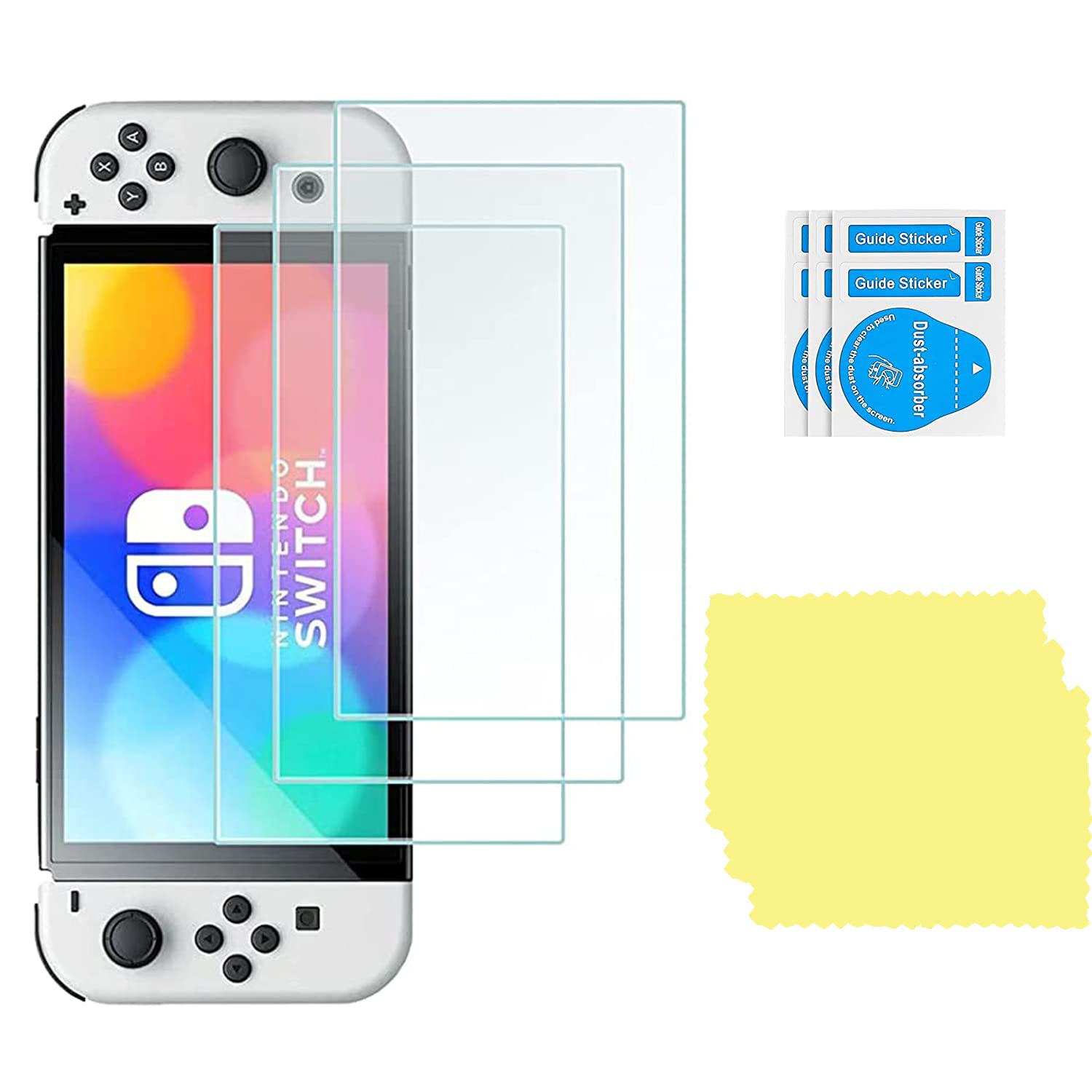 GOBEST Tempered Glass Screen Protector Compatible with Nintendo Switch OLED model 2021, Transparent HD Clear Screen Protector Tempered Glass Film Accessory for Nintendo Switch OLED(3-Pack)