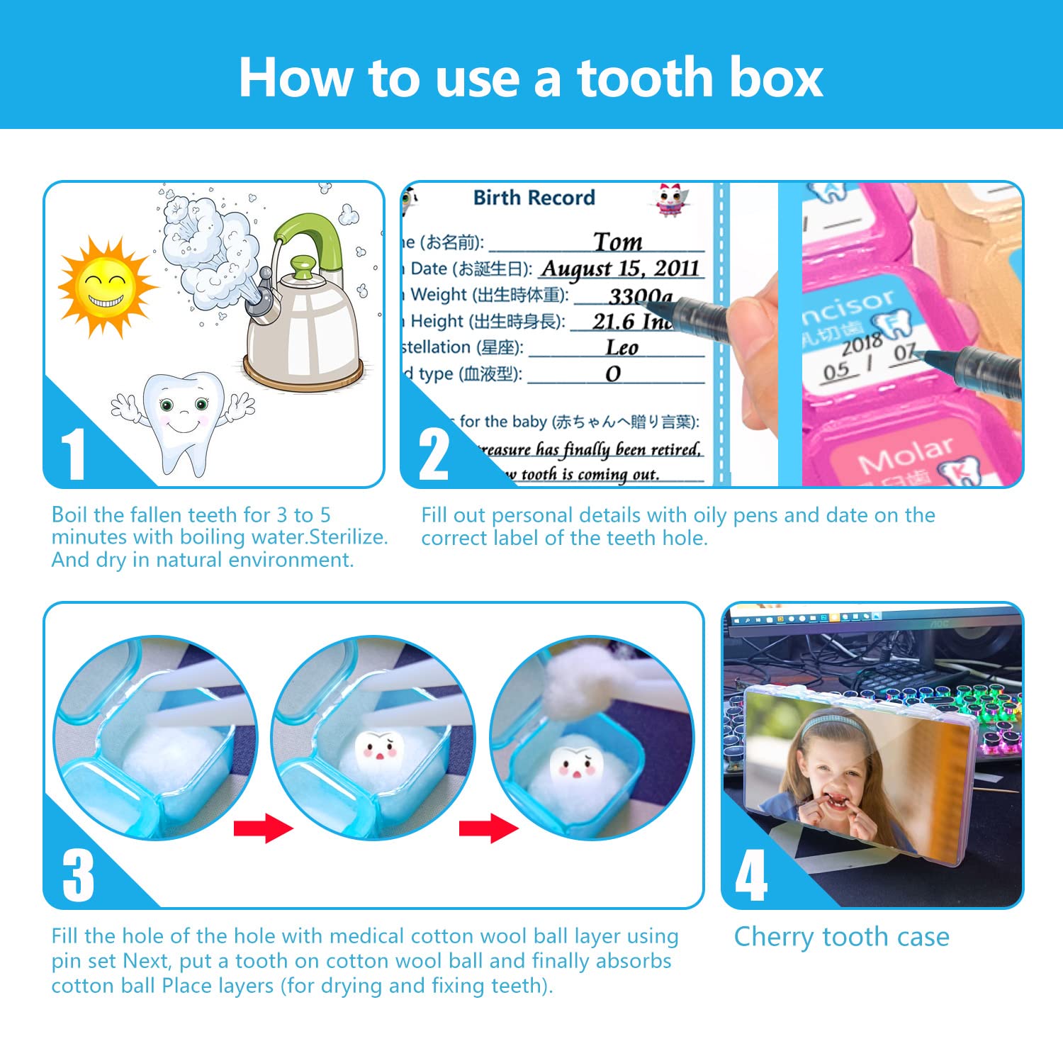 Glzyglyfx Tooth Box,Tooth Fairy Box,Kids Keepsake Box,Organizer Gift for Baby Teeth,Kids Deciduous Teeth Collection, Save Children Teeth to Keep The Childhood Memory (Pink)