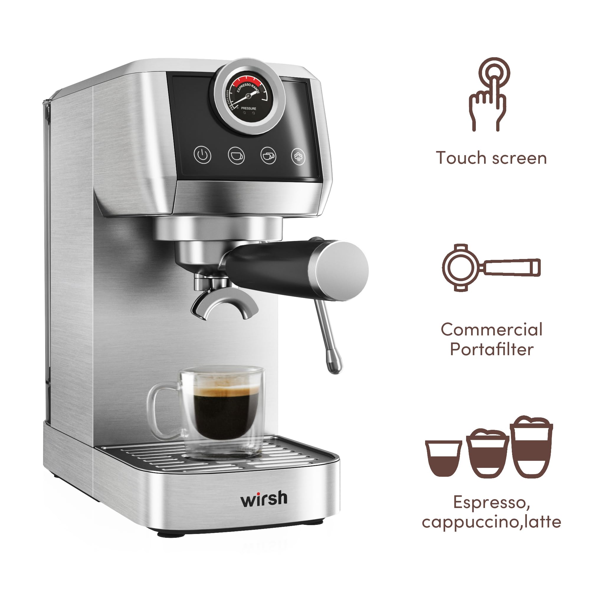 wirsh 20bar Espresso Machine bundle with 12oz Frothing Pitcher