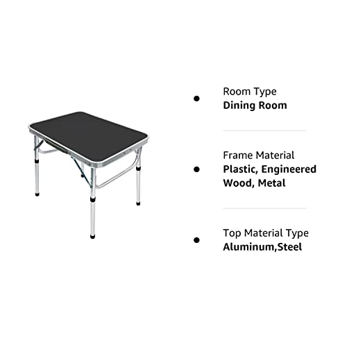 Gocamptoo Aluminum Small Folding Camping Table2 Feet,Adjustable Height Lightweight Portable Work Desk for Indoor Outdoor Picnic Party Dining Camping Meeting (Black)
