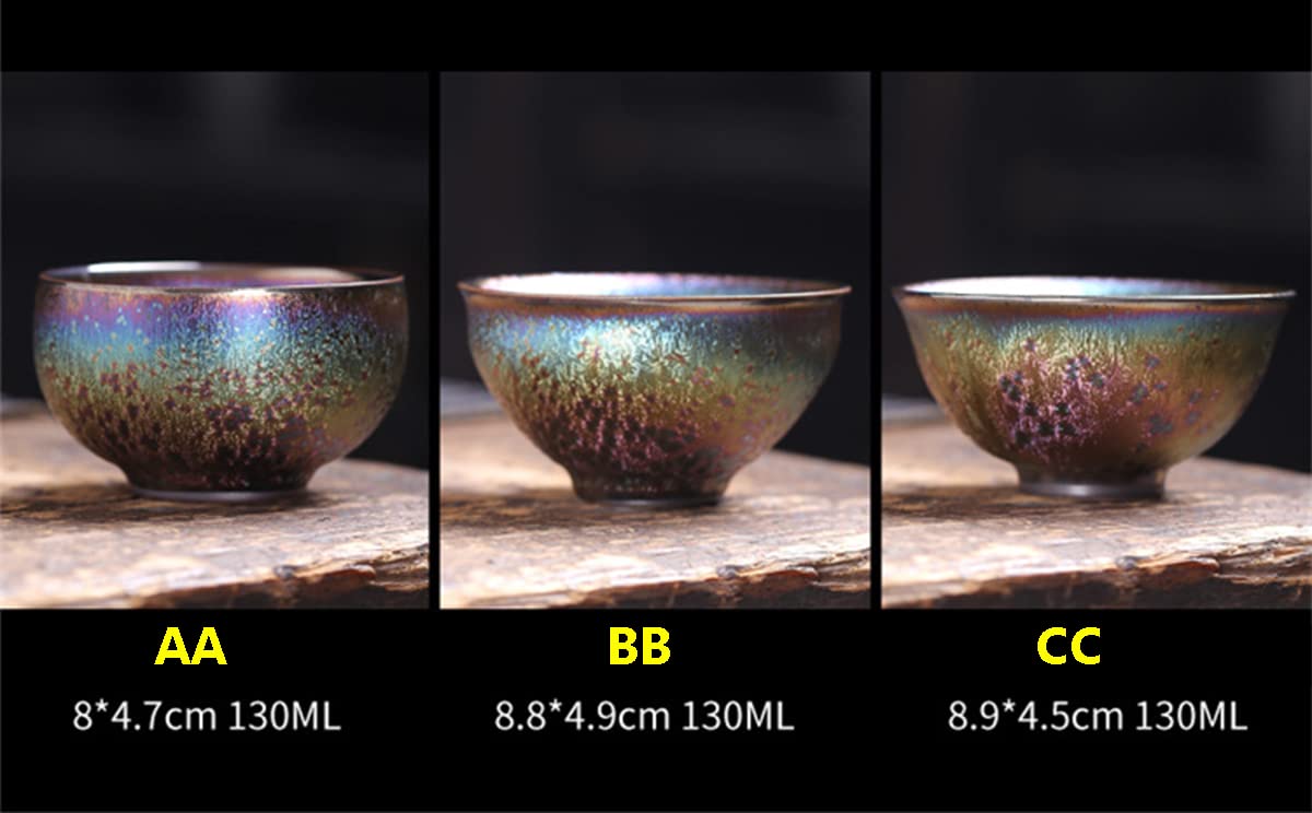 HAPPYDOG Colorful JianZhan Tenmoku Tea Cup Bowl Ancient Chinese Crafts Mug Designer Collection Ceremony Ancient Style HandWork Made (AA)