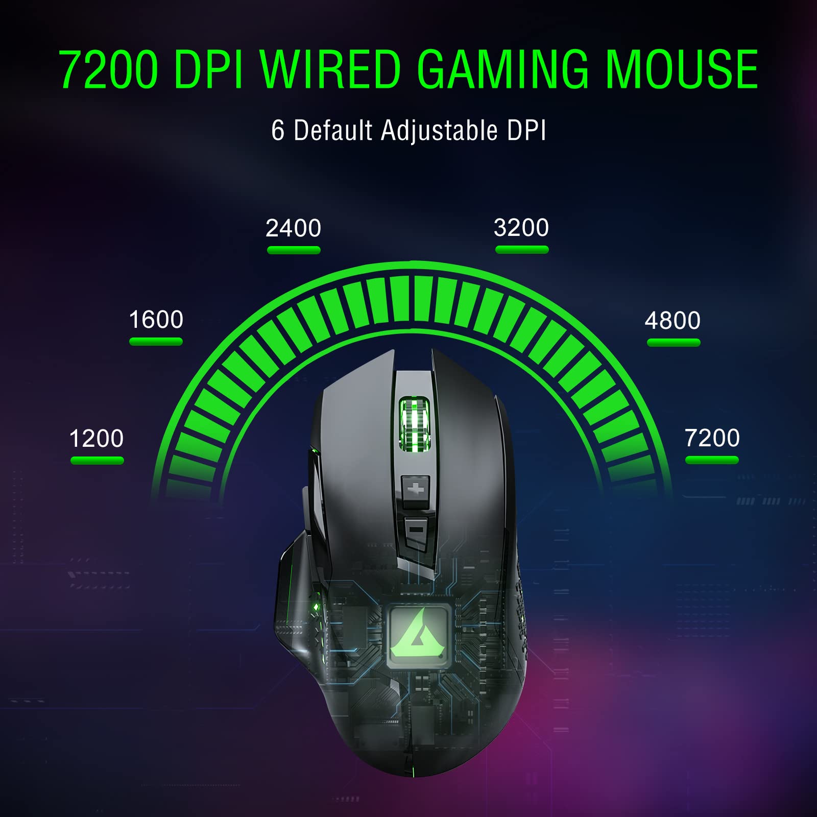 GTRACING Computer Mouse, 7200 DPI Adjustable, 7 Programmable Buttons, RGB LED Lighting, Gamer Ergonomic Comfortable Wired Gaming Mouse Gt791