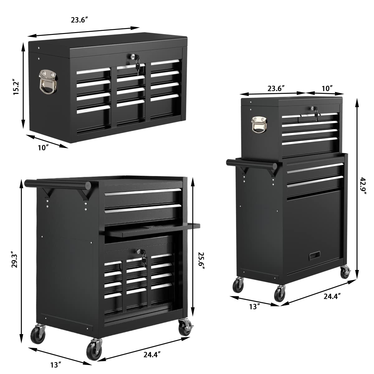 Go Beyond 8-Drawer Tool Chest with Wheels, Tool Storage Cabinet and Tool Box, Lockable Rolling Tool Chest with Drawers, Toolbox Organizer for Garage Warehouse Workshop (Orange)