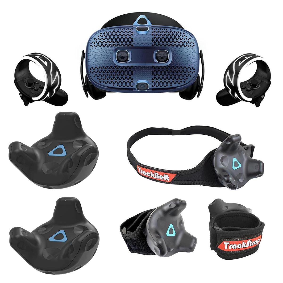 HTC Vive Cosmos PC Based VR Headset System - Bundle with 2 Pack HTC Vive Tracker for VR Headset, Rebuff Reality TrackBelt + 2 TrackStraps Full Body Tracking VR Bundle, Black