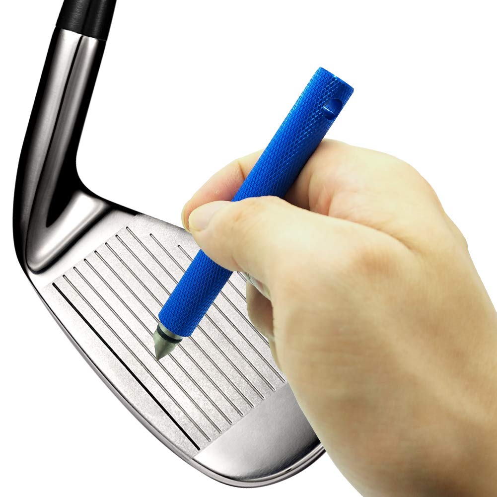Golf Club Groove Sharpener Sharpening Tool Re-Grooving Cleaning Tool and Cleaner for Wedges & Irons (Blue)